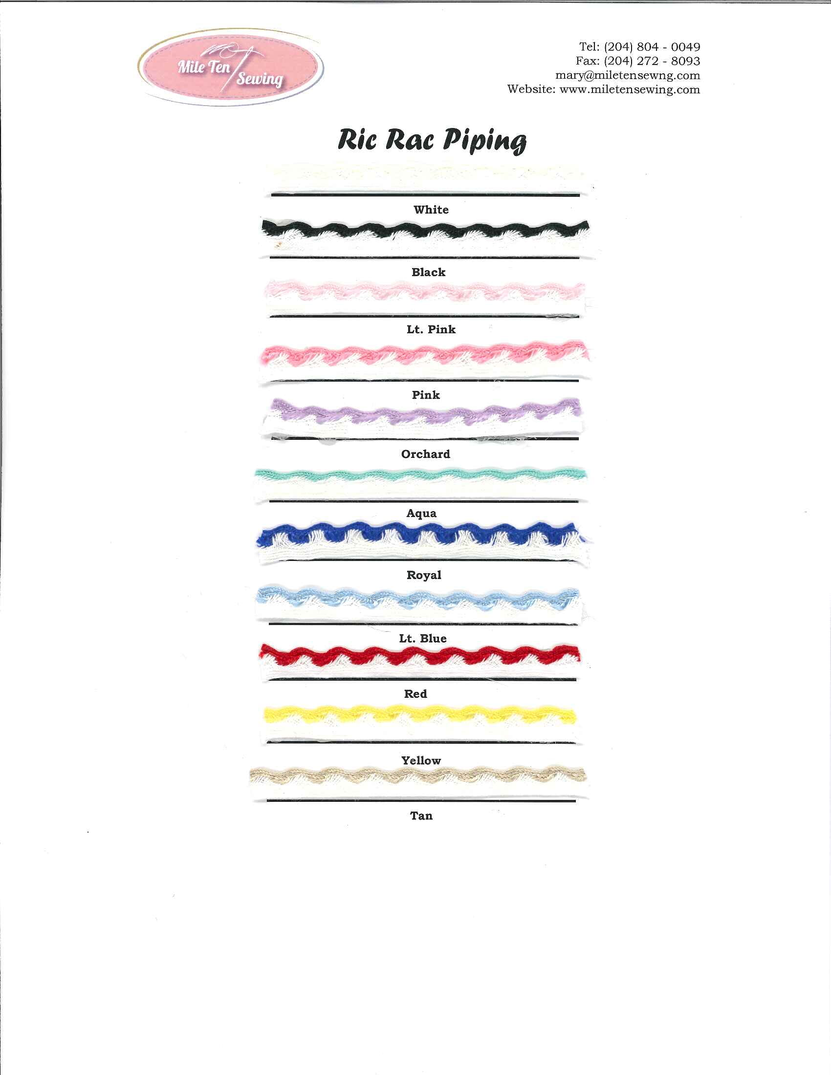Ric Rac Piping - Mile Ten Sewing