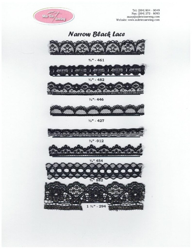 Narrow Black Lace - Mile Ten Sewing
