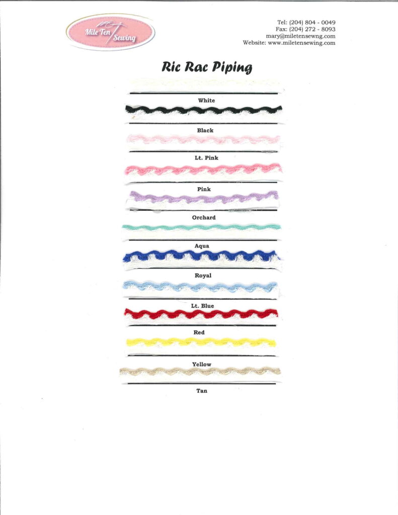 Ric Rac Piping - Mile Ten Sewing